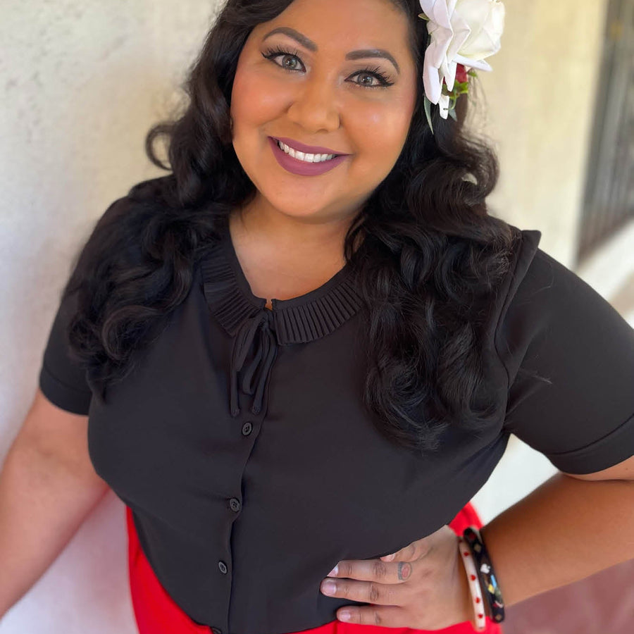 Ingrid Retro Blouse with Peter Pan Collar - Tatyana Clothing