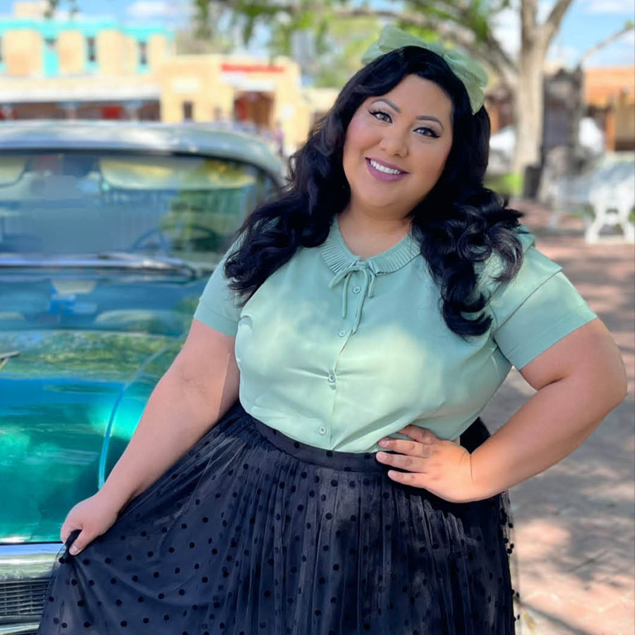 Ingrid Retro Blouse with Peter Pan Collar - Tatyana Clothing