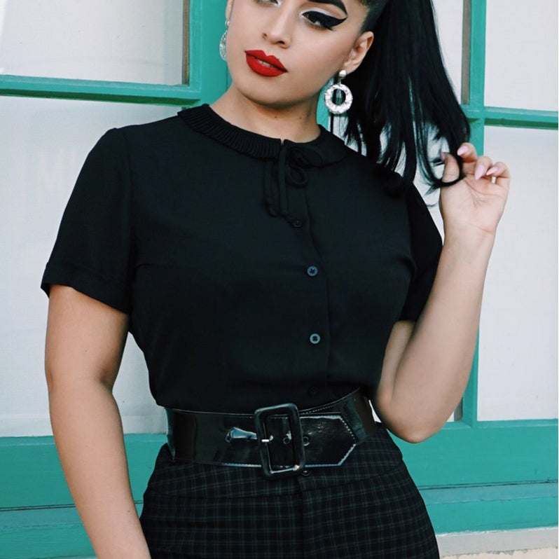 Ingrid Retro Blouse with Peter Pan Collar - Tatyana Clothing
