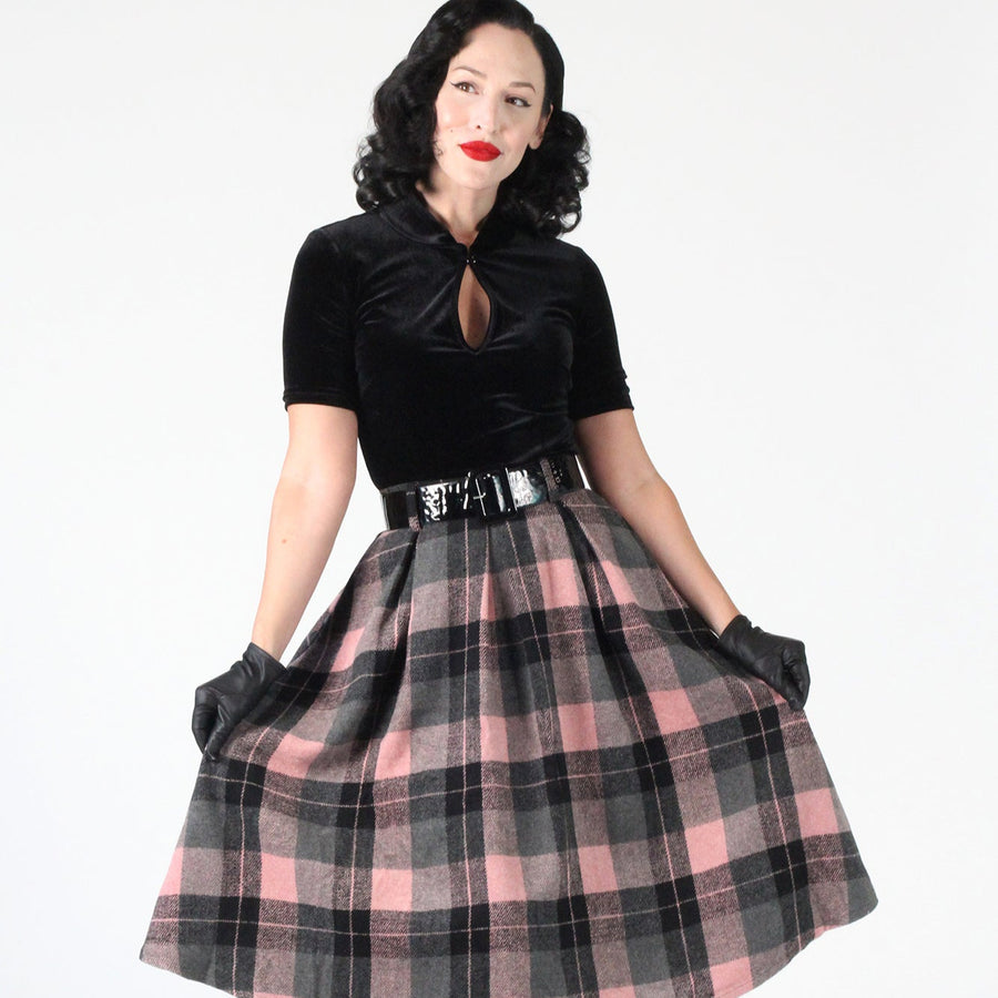 Tabitha Skirt & Scarf in Pink/Black - Tatyana Clothing